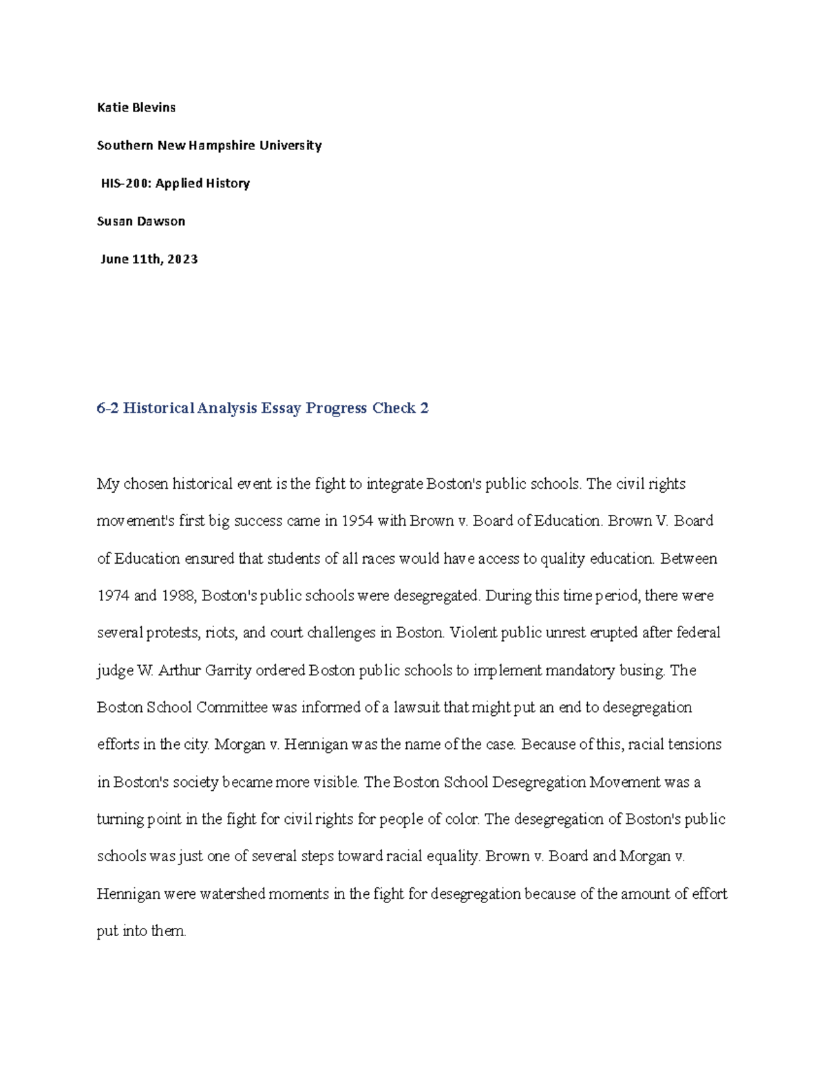 6-2 Historical Analysis Essay Progress Check 2 - The civil rights ...