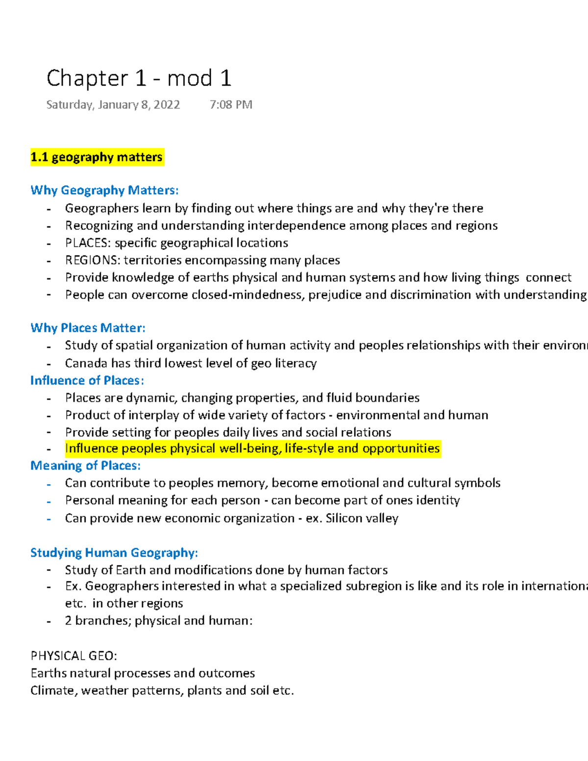 Chapter 1 - module 1 readings - 1 geography matters Why Geography ...