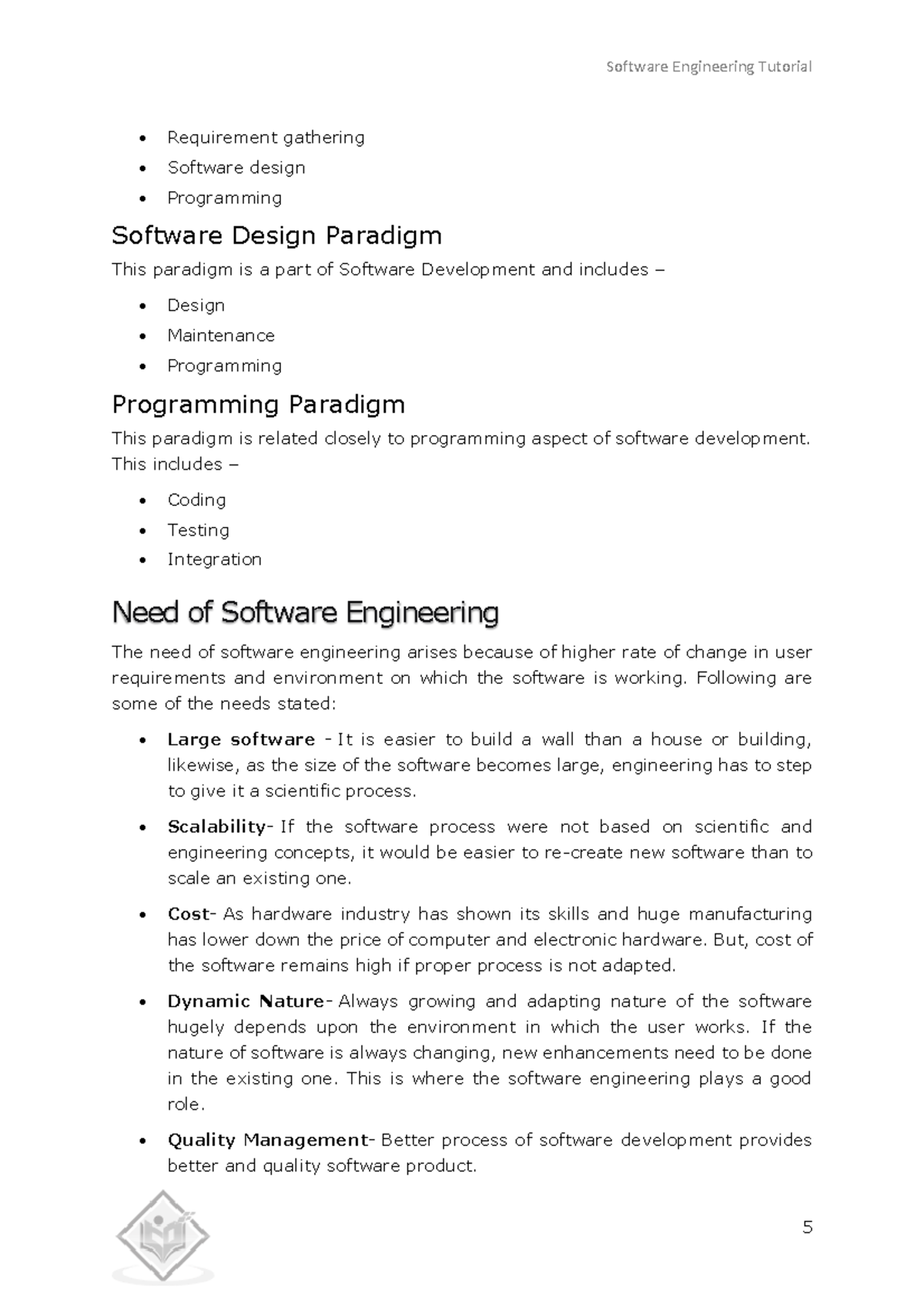 1 - Need of software engineering - Software Engineering Tutorial 5 ...