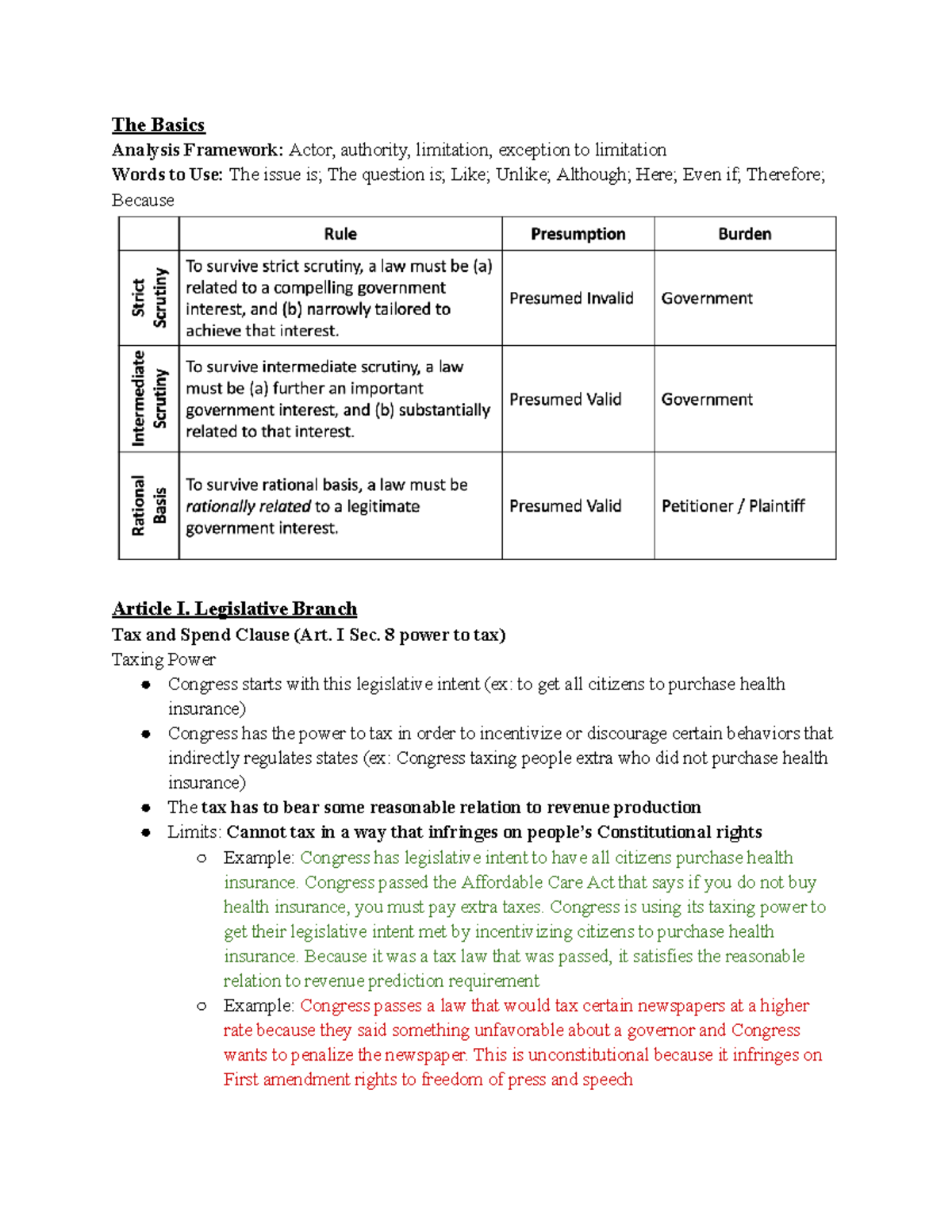 Con Law for Dummies - The Basics Analysis Framework: Actor, authority ...