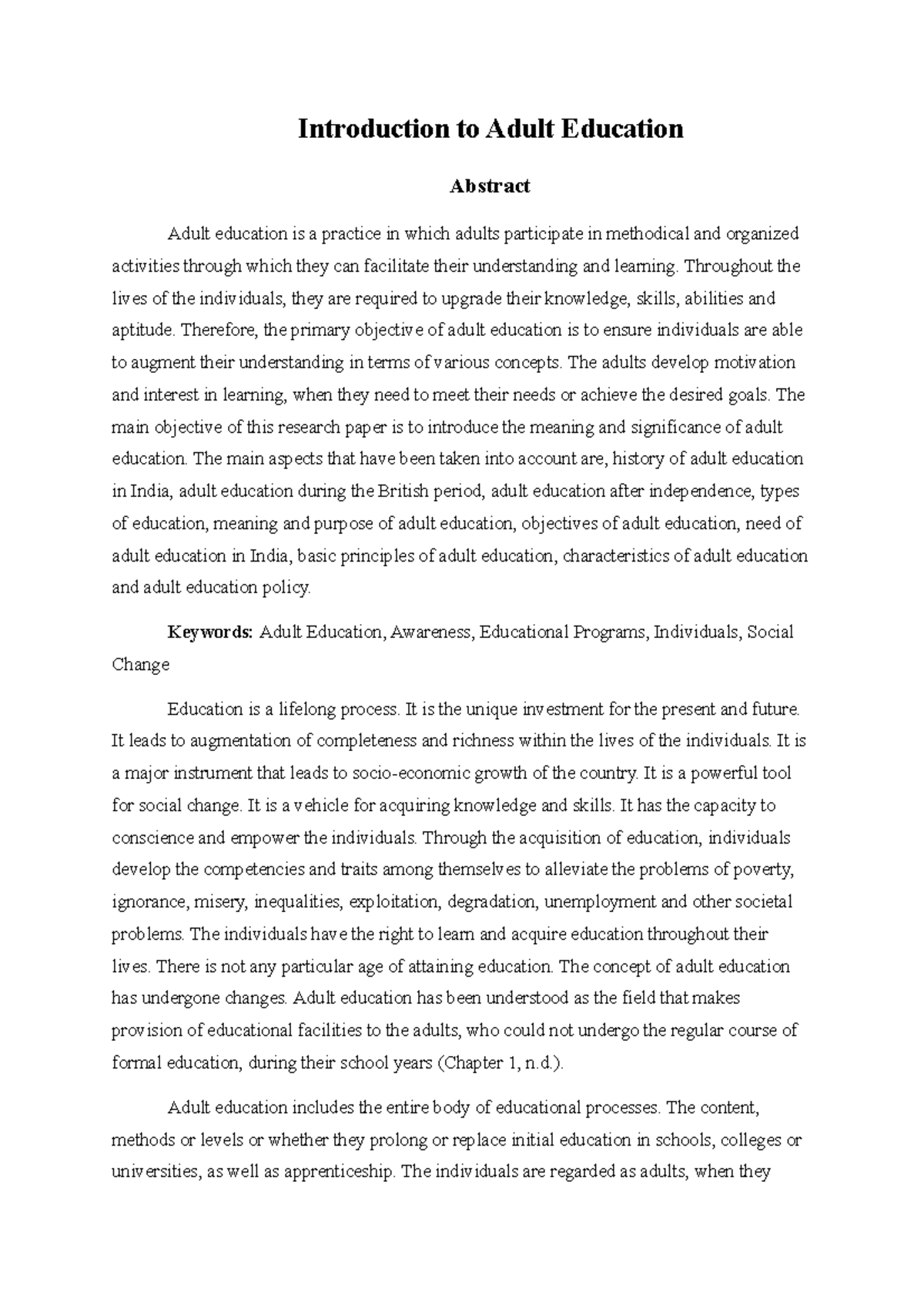 Introduction to Adult Education-1 - Introduction to Adult Education ...