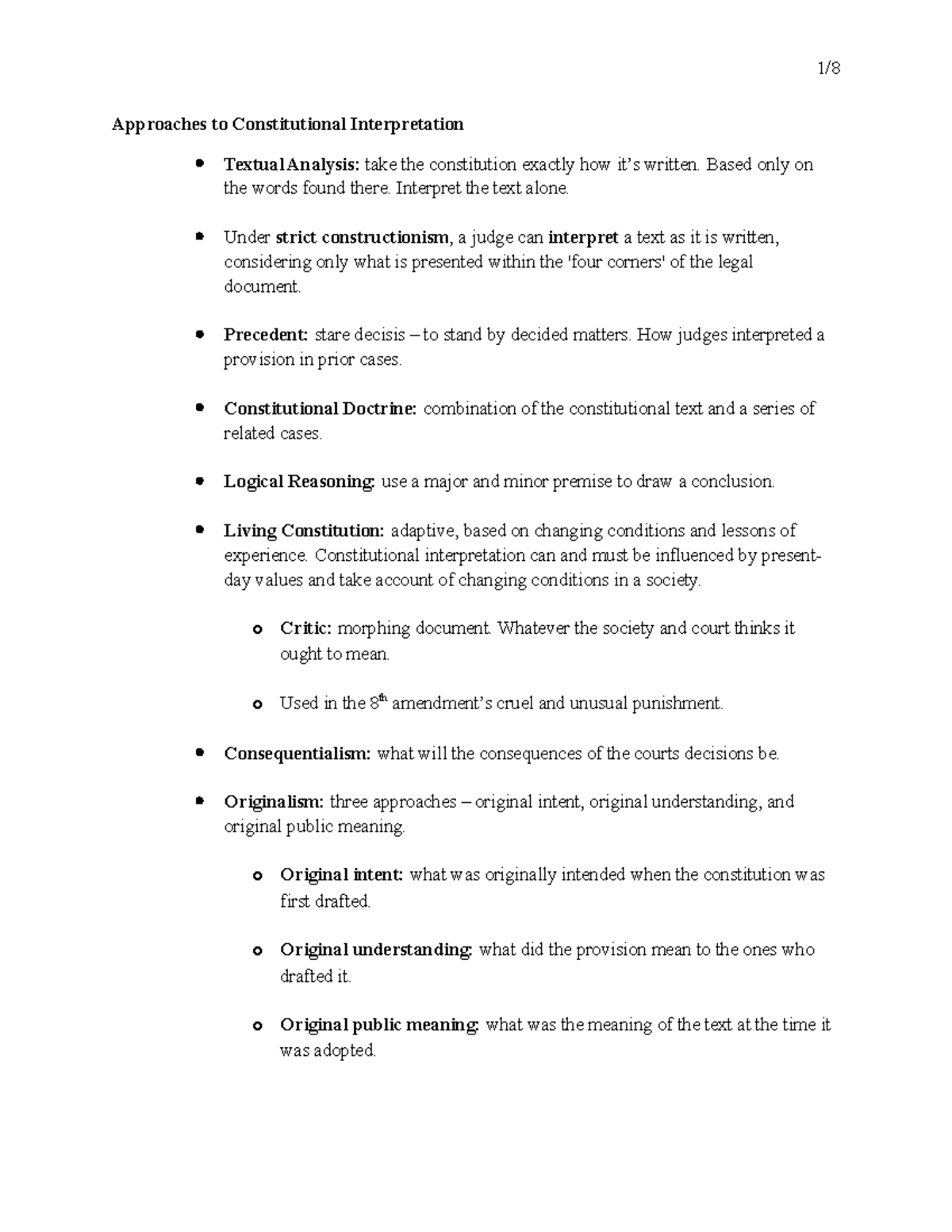 Bill of Rights Study Guide for Final Exam - Approaches to ...