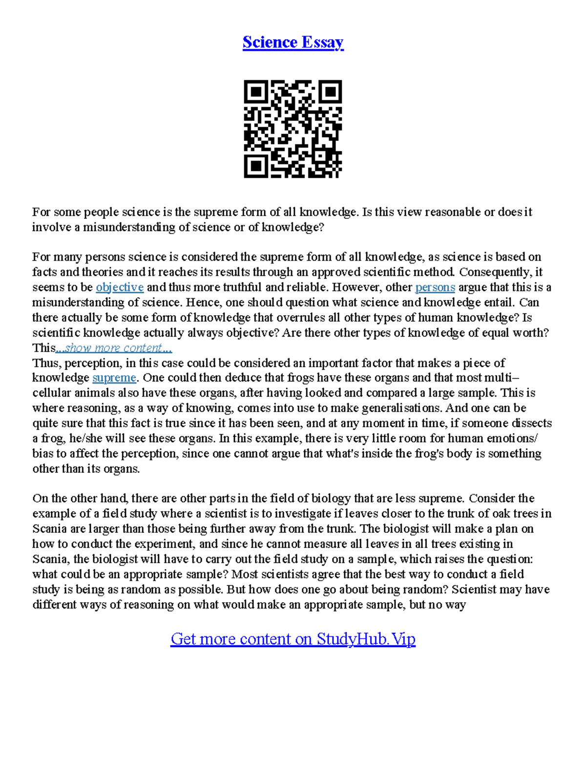 Science Essays Science Essays - Science Essay For some people science ...