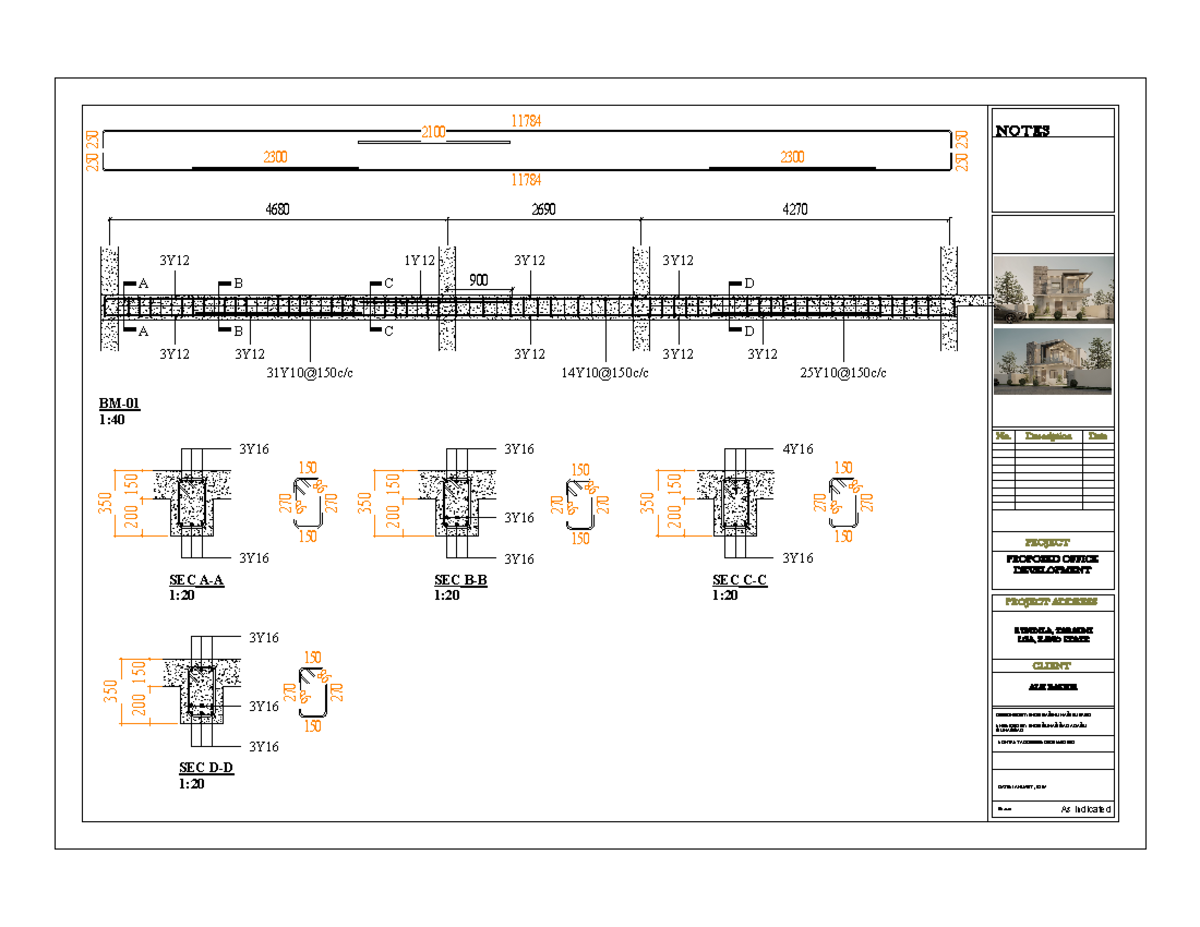 BEAM 1-1 - Design of continuous beam - 3Y 3Y 31Y10@150c/c BM- 01 1: ...
