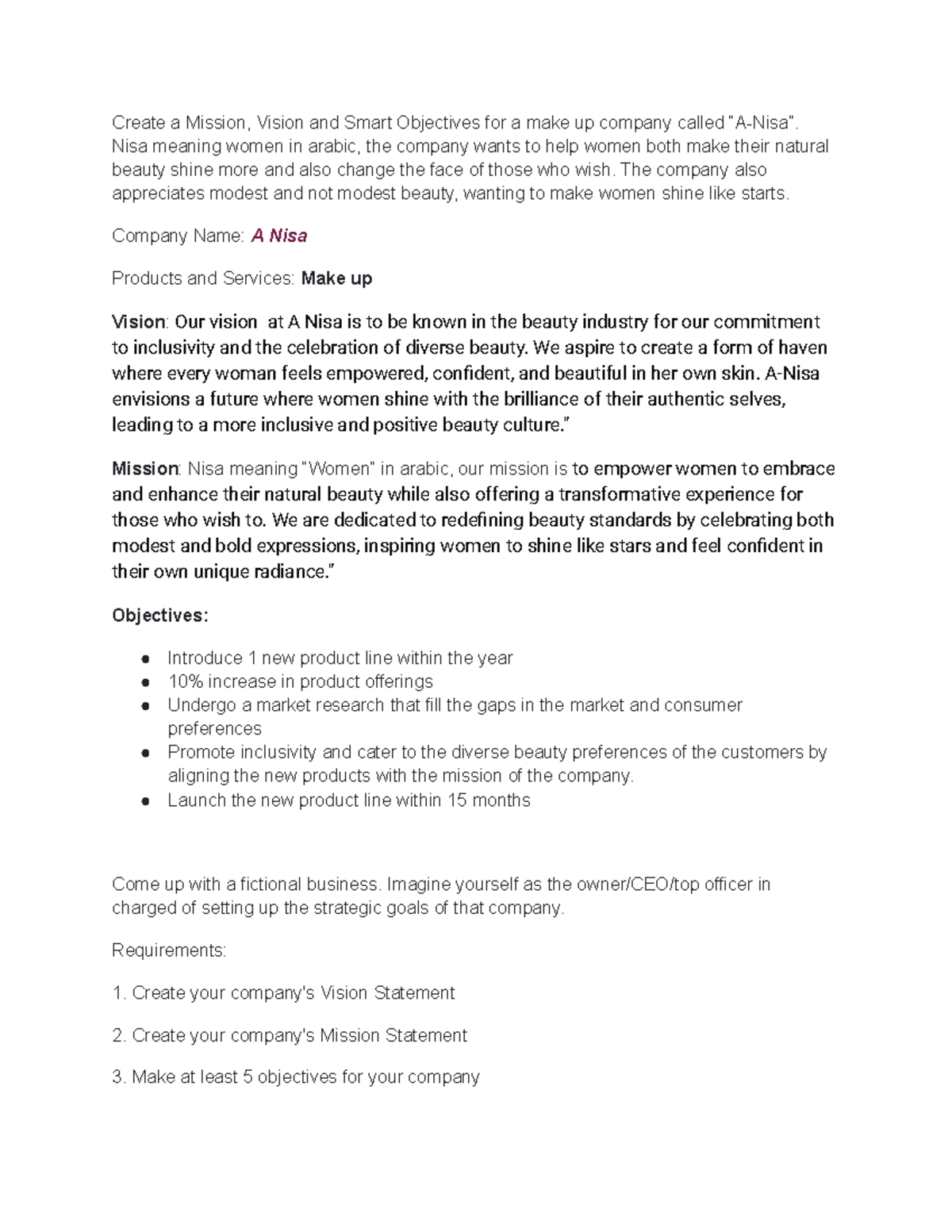 Swot Matrix Blk Cosmetics - Create a Mission, Vision and Smart ...