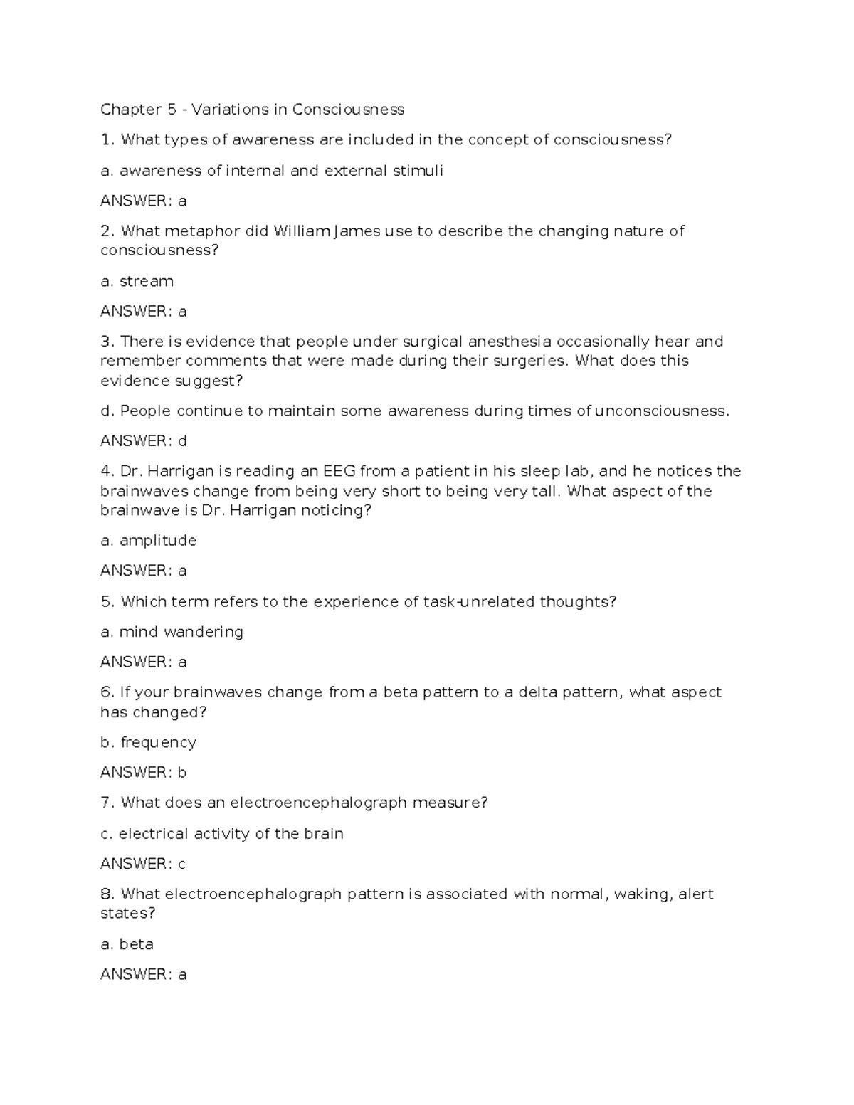 Psyc Chapter 5 review - Sample questions - Chapter 5 - Variations in ...