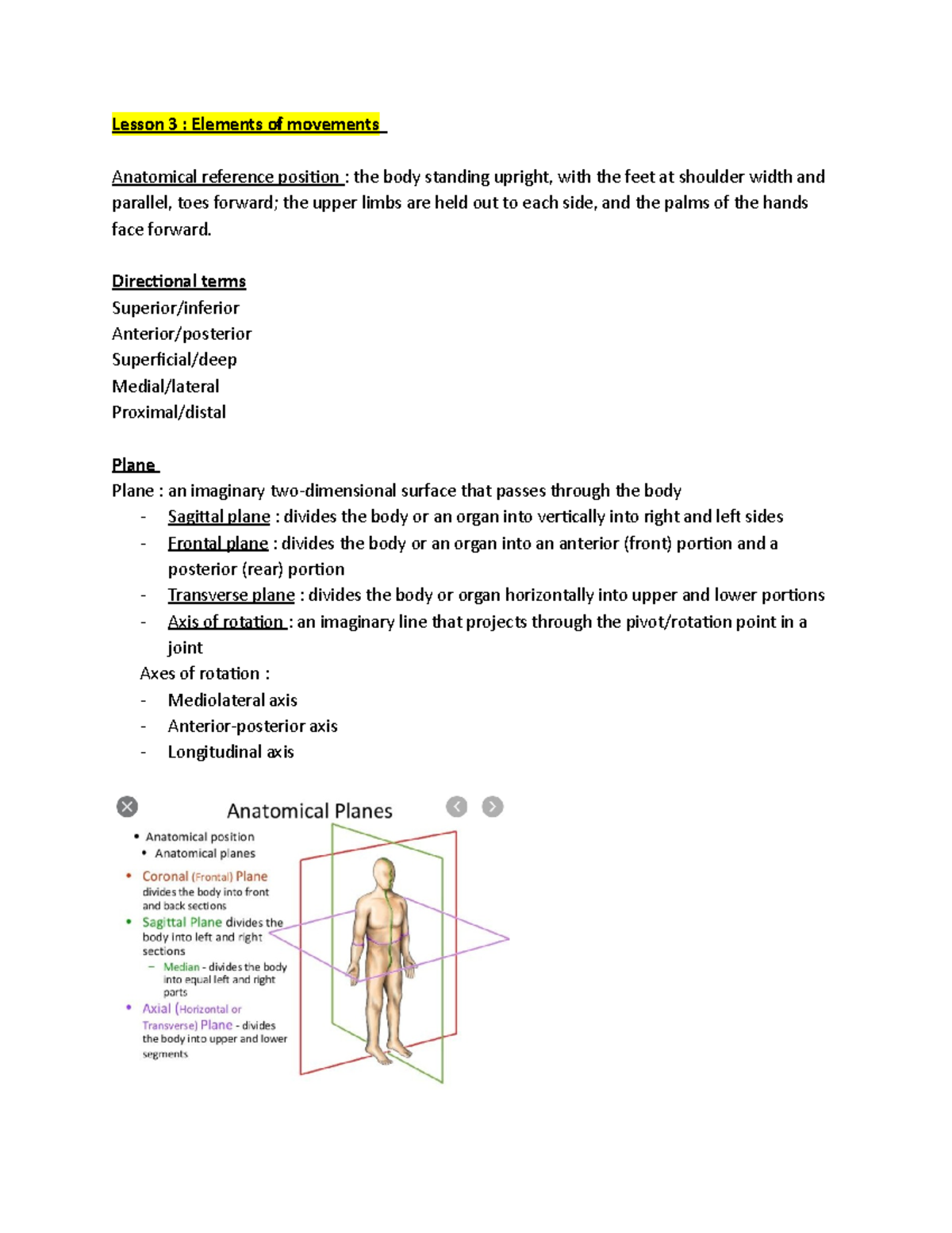 Lesson 3 Elements of movements - Lesson 3 : Elements of movements ...