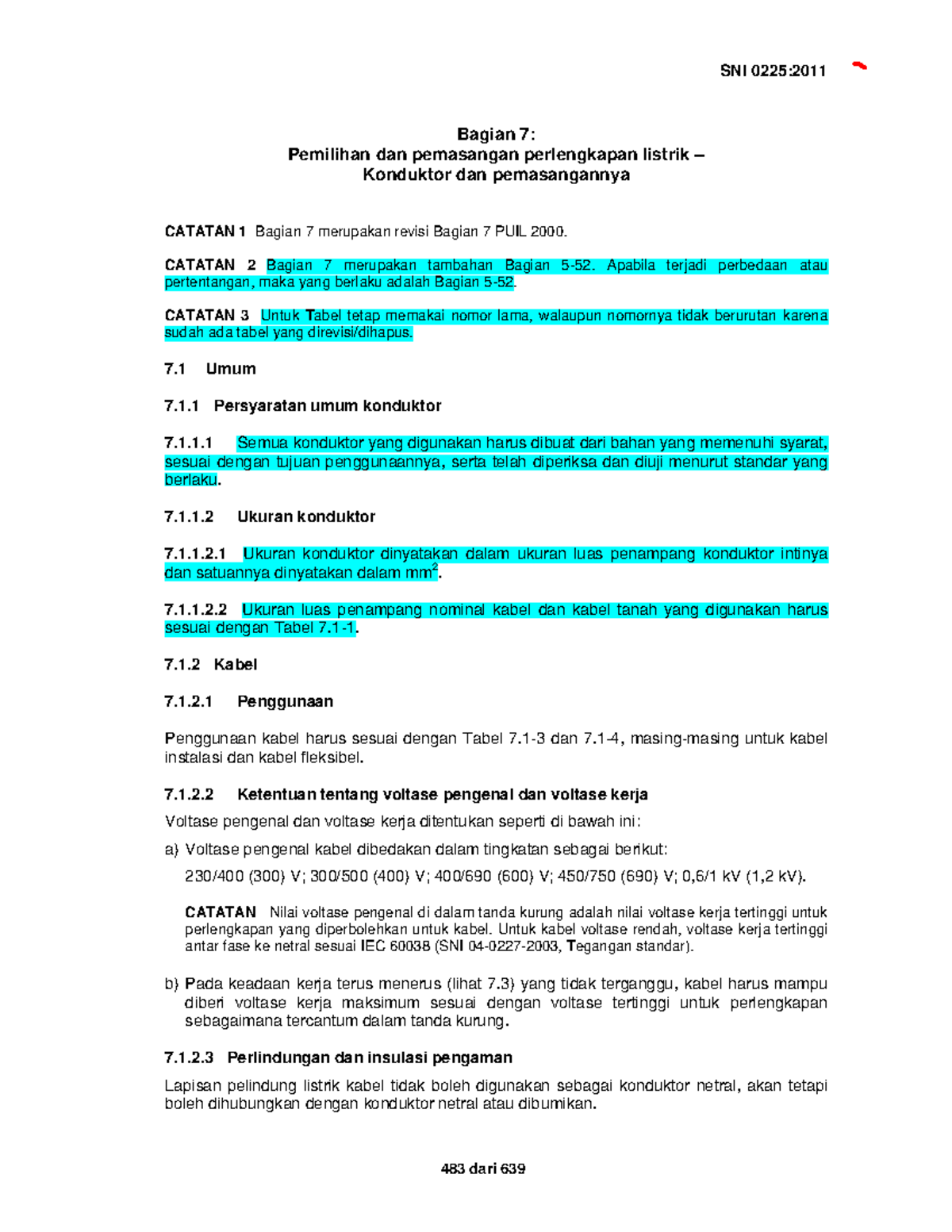 PUIL 2011 Bab 7 - Bagian 7 : Pemilihan dan pemasangan perlengkapan ...