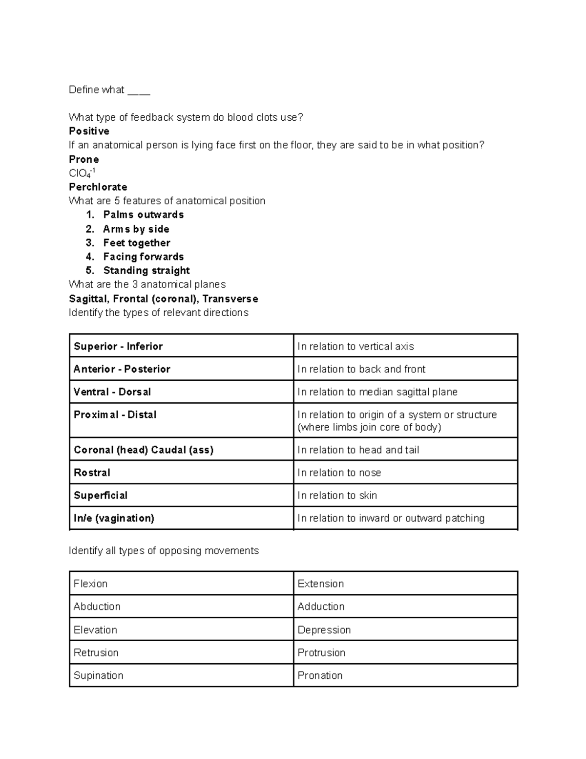 DS1101; some questions - Define what ____ What type of feedback system ...