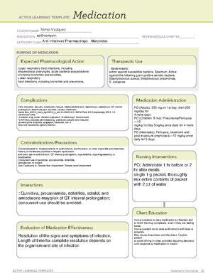 Digoxin - pharm - ACTIVE LEARNING TEMPLATES TherapeuTic procedure A ...