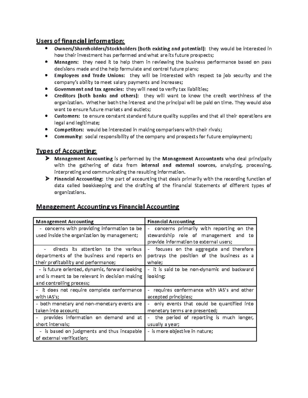 Introduction to Accounting Information - Users of financial information ...