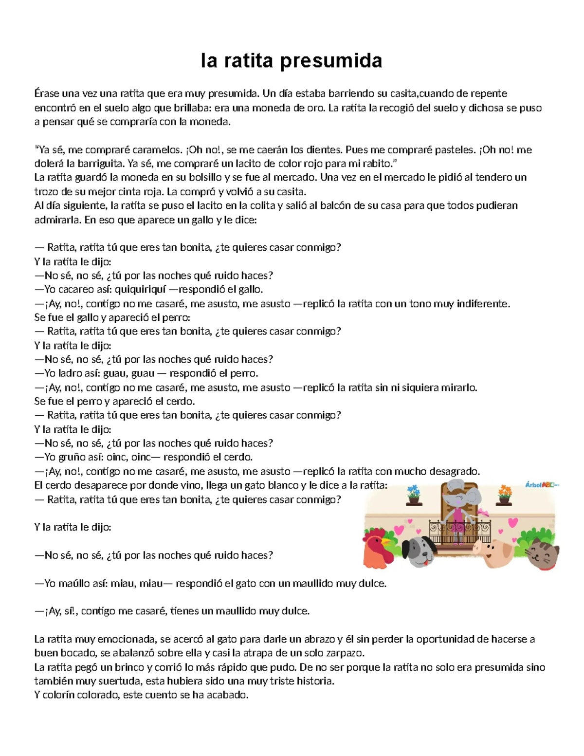 La ratita presumida - cuento corto - la ratita presumida Érase una vez ...