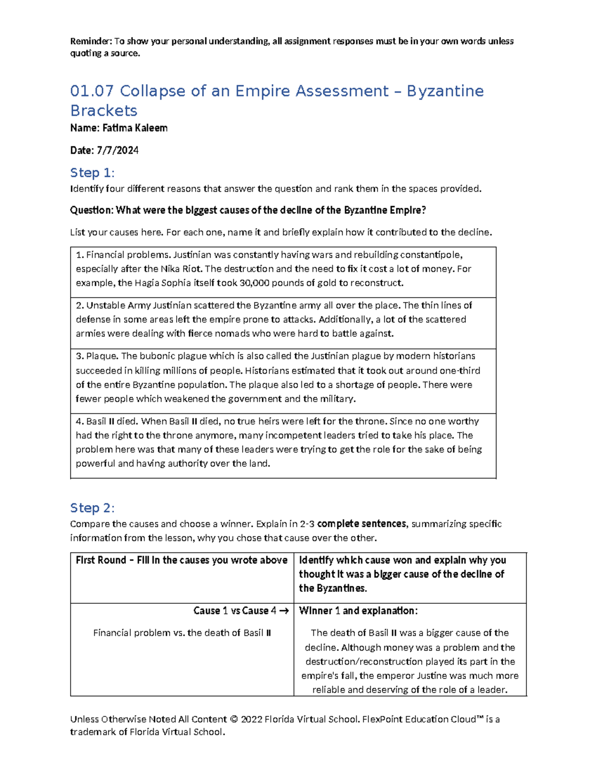 Collapse of an empire wh - Reminder: To show your personal understanding, all assignment ...