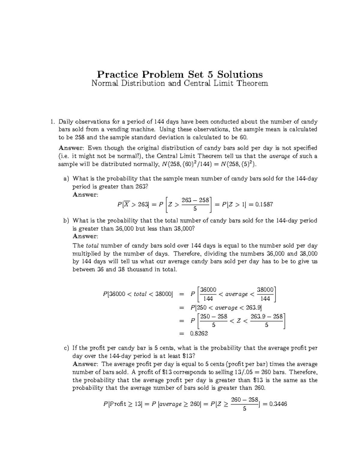 PPS5 Solutions - practice problem set answers - Practice Problem Set 5 ...