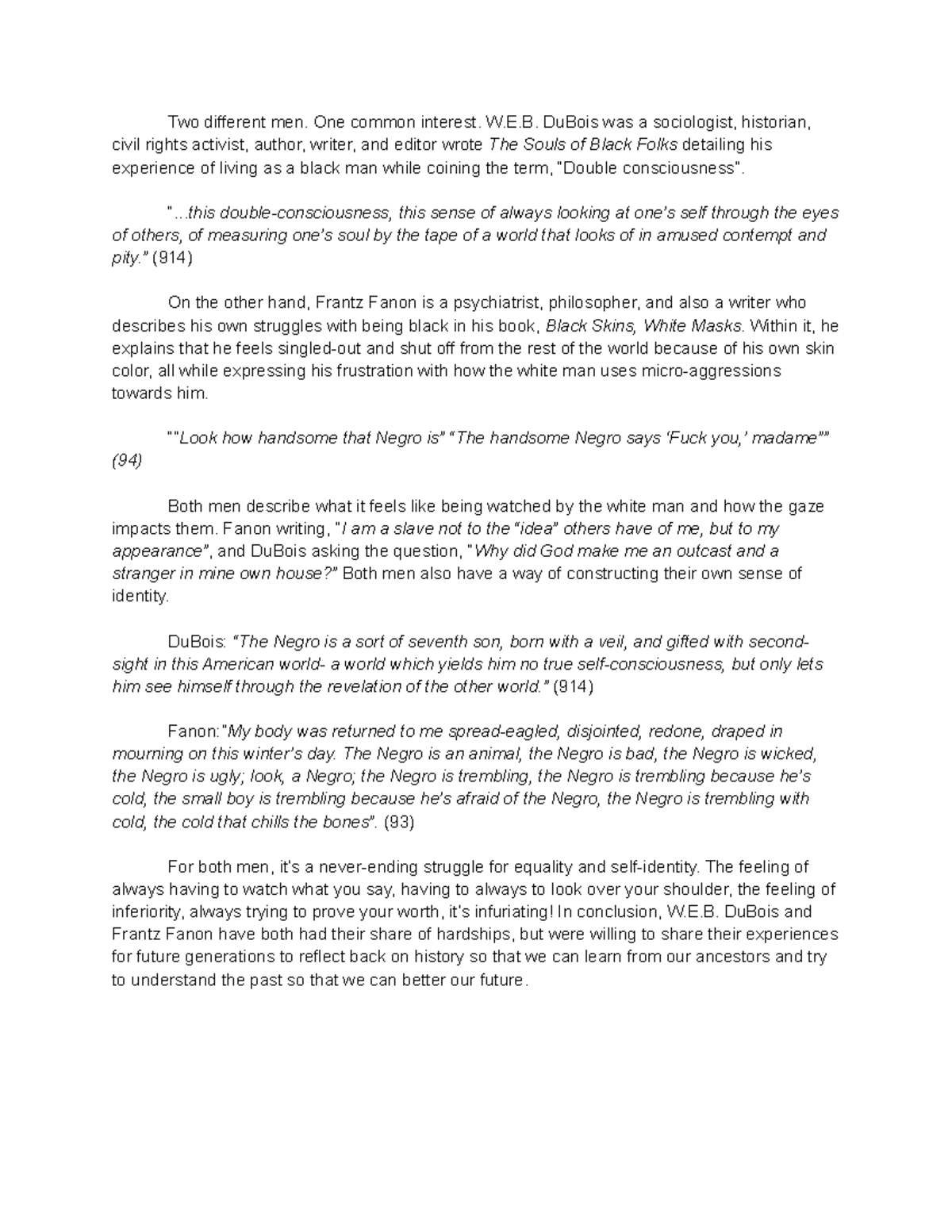 Informal Writing 2 - Summary The Souls of Black Folk - Two different ...