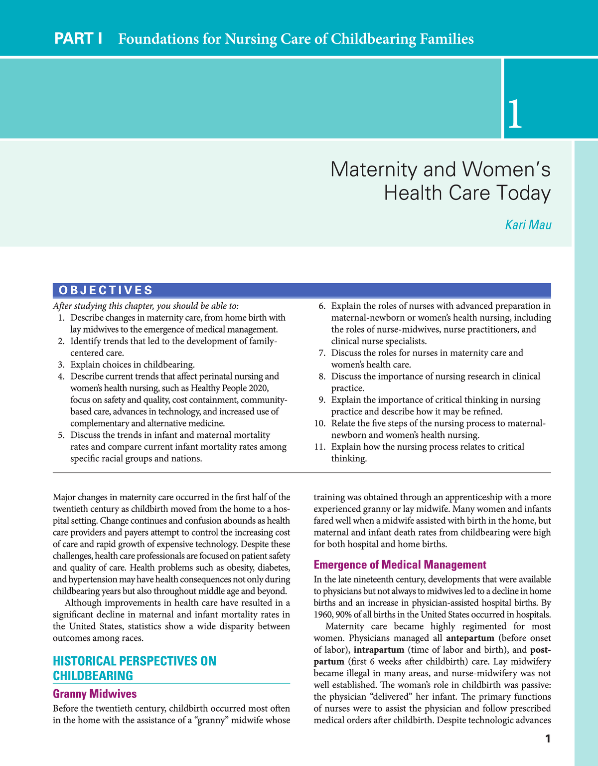 1 - chapter 1 study text for foundations of maternal and newborn ...