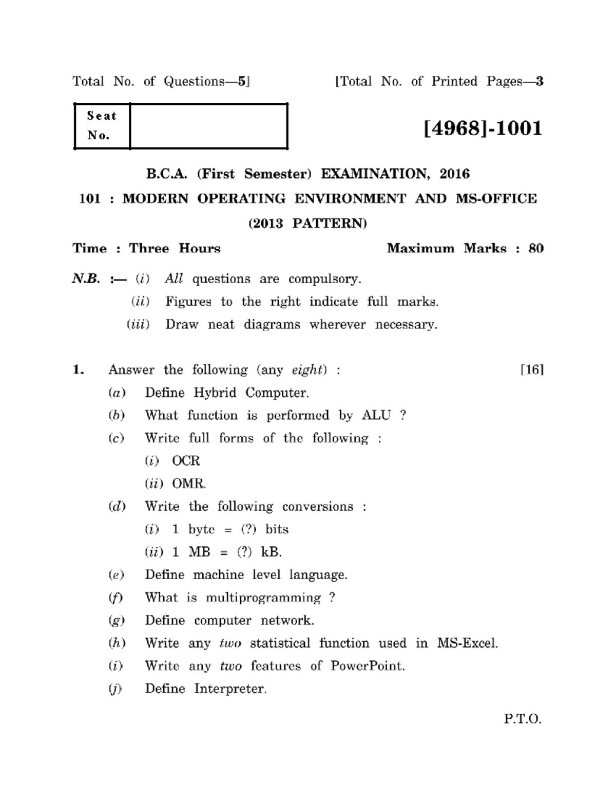 BCA 2013 - This is question paper for BBA CA - Bachelor of science - S ...