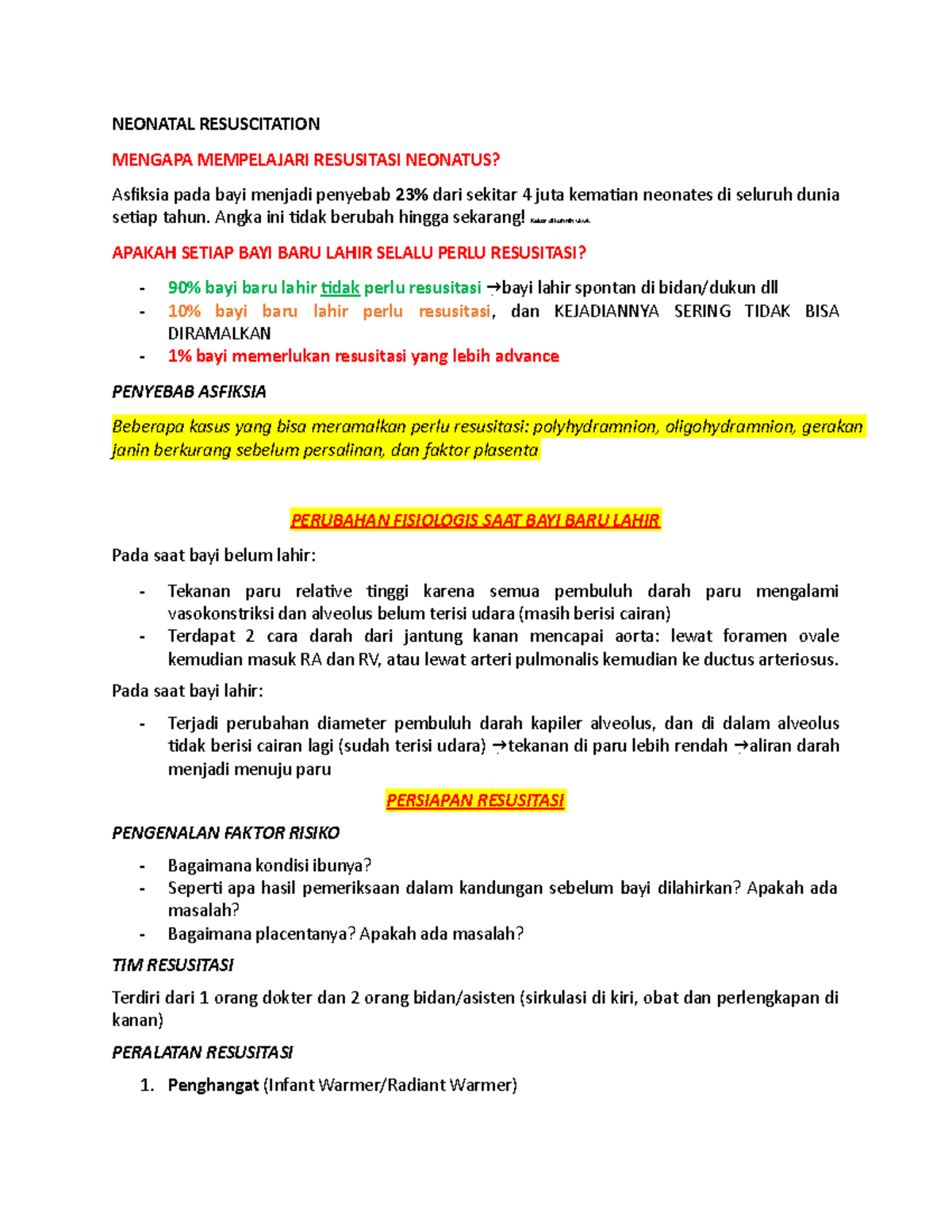 LECT 8 Neonatal Resuscitation - NEONATAL RESUSCITATION MENGAPA ...