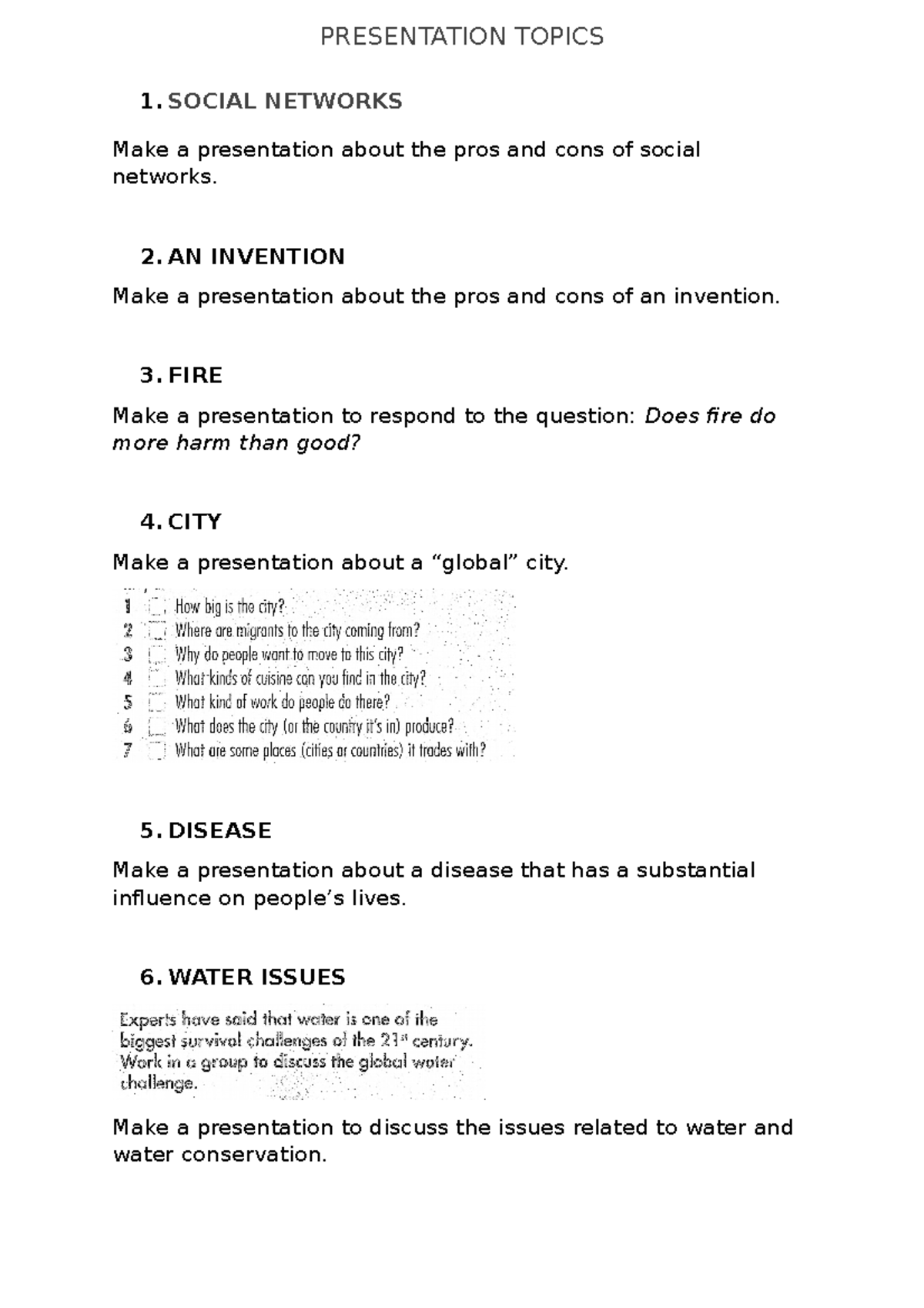 Presentation- Topics - PRESENTATION TOPICS 1 NETWORKS Make a ...