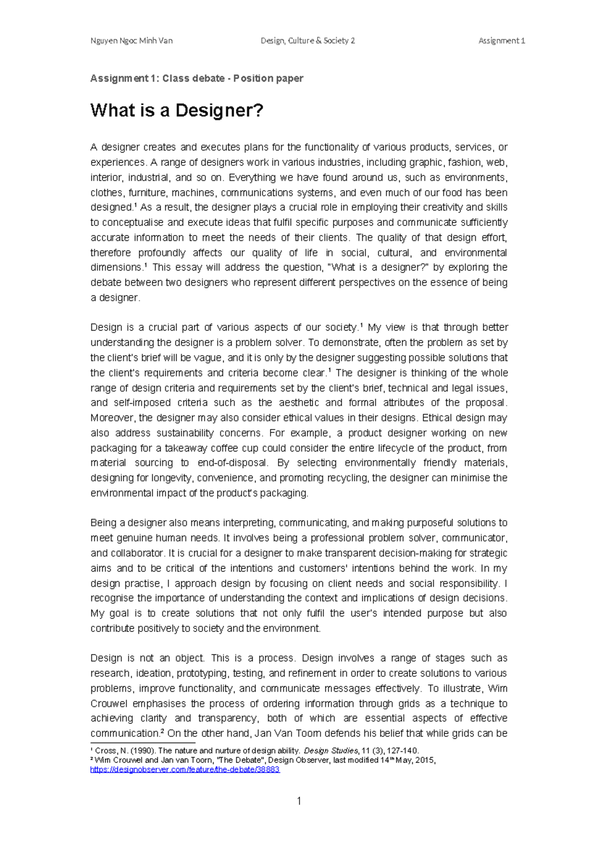 Nguyen - essay what is designer and how designer relate in real life ...