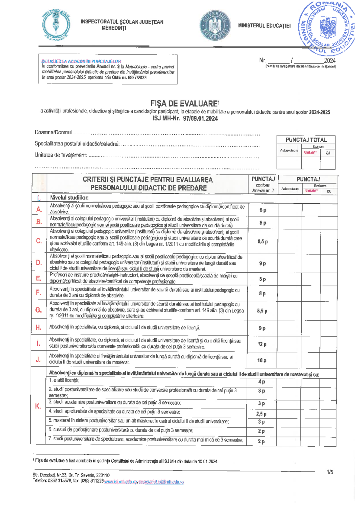 Fisa evaluare cadre didactice 1 - Didactica - Studocu