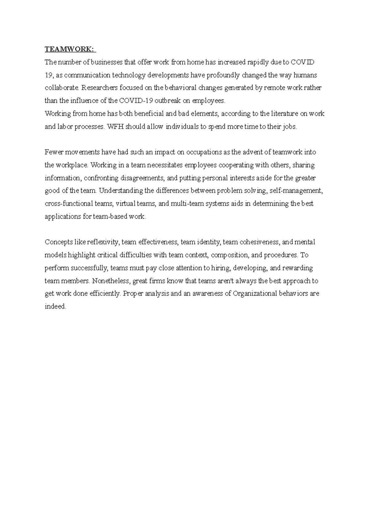 Teamwork - Usefull notes - TEAMWORK: The number of businesses that ...