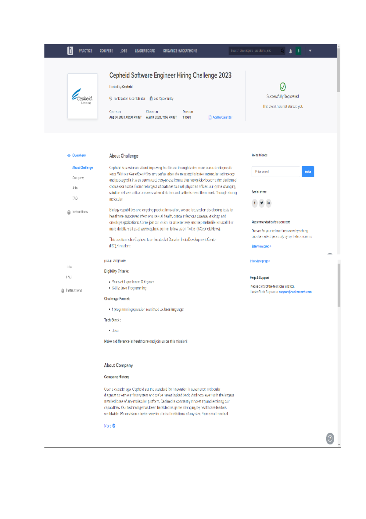 Cepheid Software Engineer Hiring Challenge 2023 on Hacker Earth - Java ...