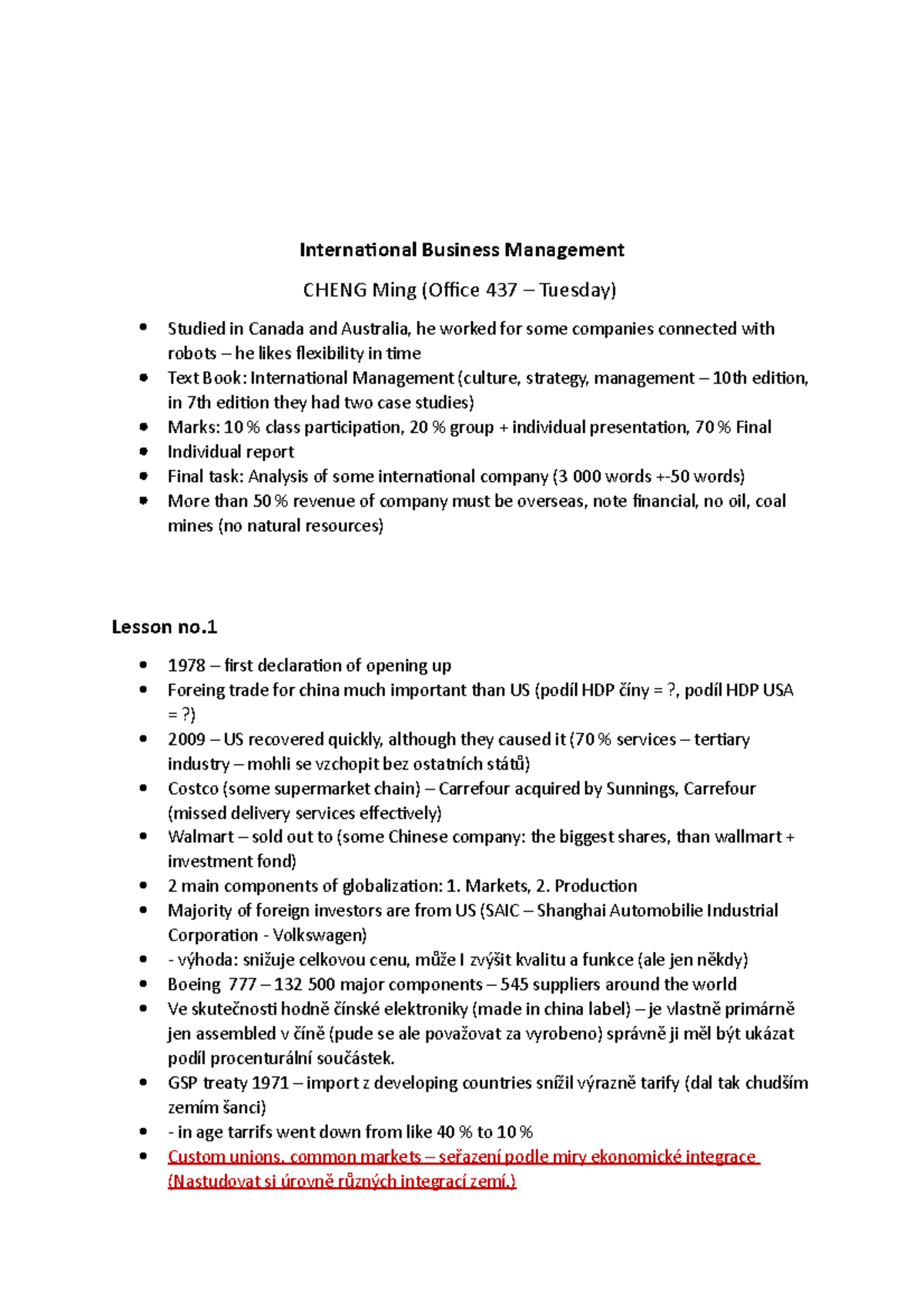 International Business Management Notes - International Business ...