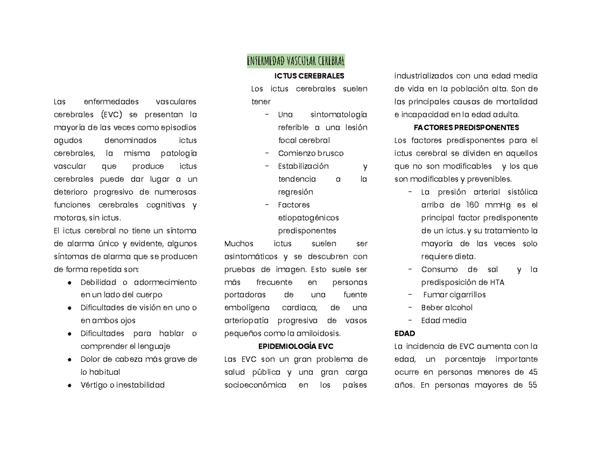 EVC - Clasificación de EVC - ENFERMEDAD VASCULAR CEREBRAL Las ...