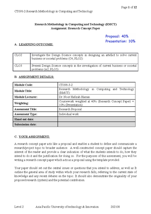RMCT-Documentation - Individual Assignment TECHNOLOGY PARK MALAYSIA CT098-3-2-RMCT RESEARCH ...