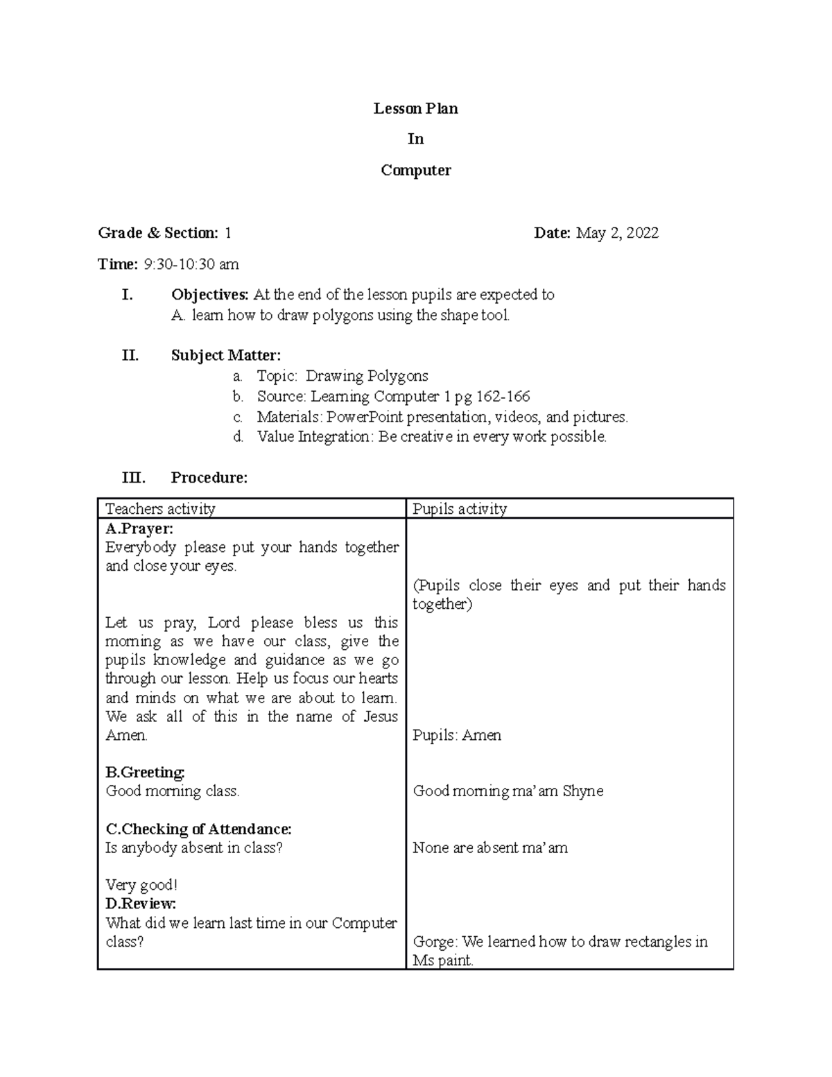 COMP 1 WEEK 5 - learn computer - Lesson Plan In Computer Grade ...