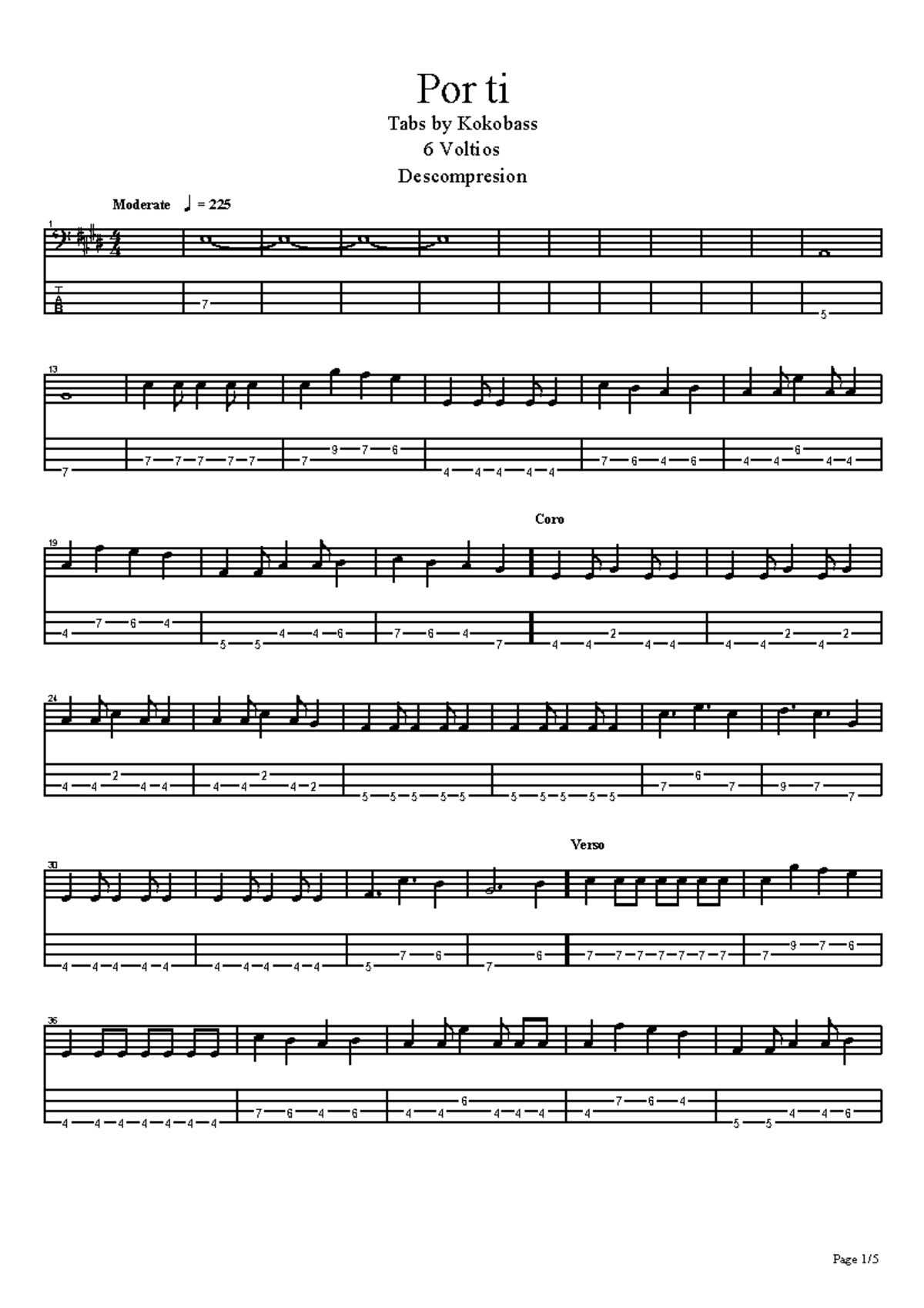 6 Voltios - Por ti (Kokobass) - Por ti Tabs by Kokobass 6 Voltios ...