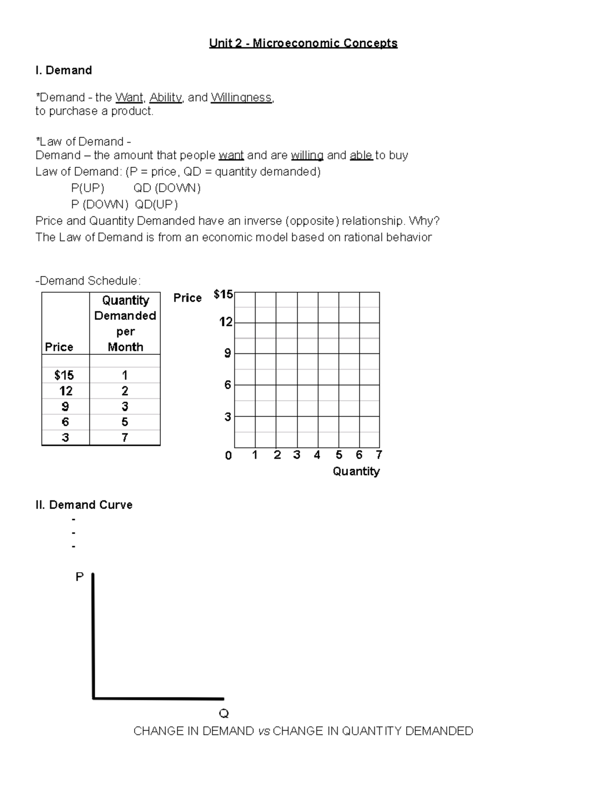 Unit 2 Student Outline Notes - Unit 2 - Microeconomic Concepts I ...