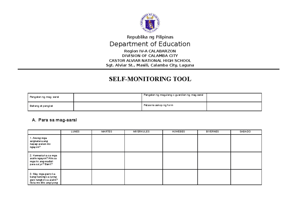 SELF- Monitoring-TOOL and evaluation for the improvement of the school ...