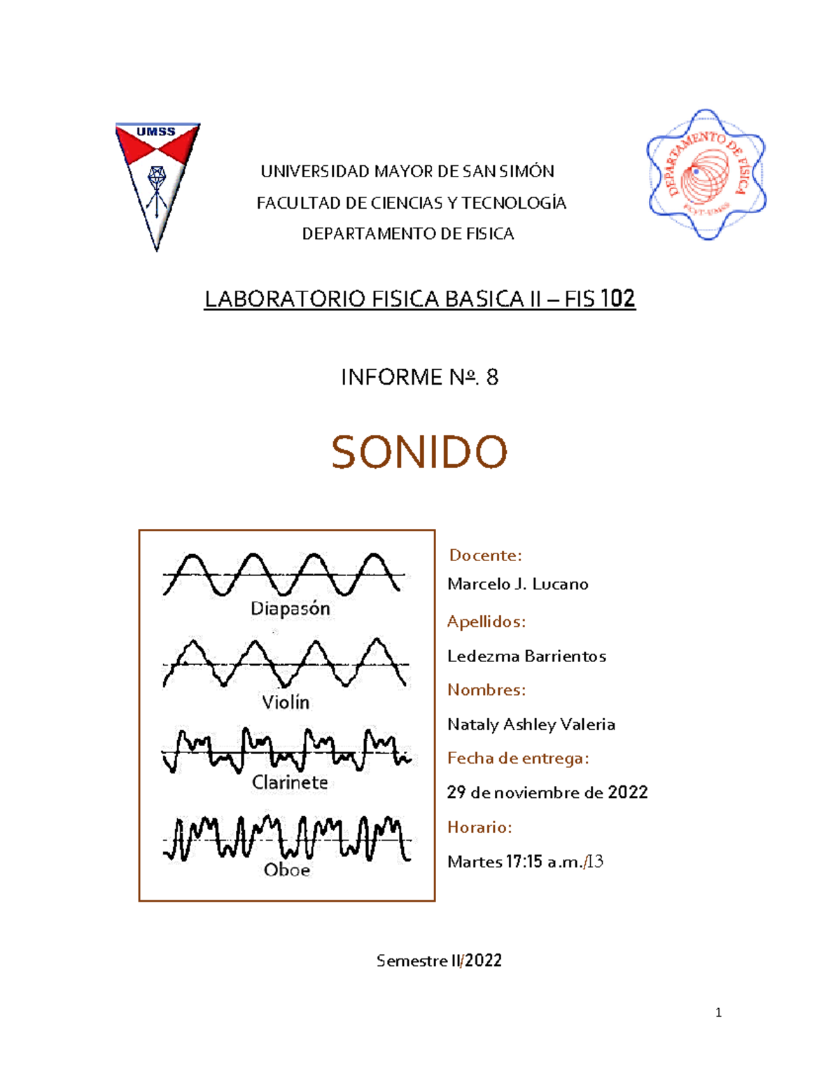 Informe 8 LAB DE FSC 2 universidad san simon - UNIVERSIDAD MAYOR DE SAN ...