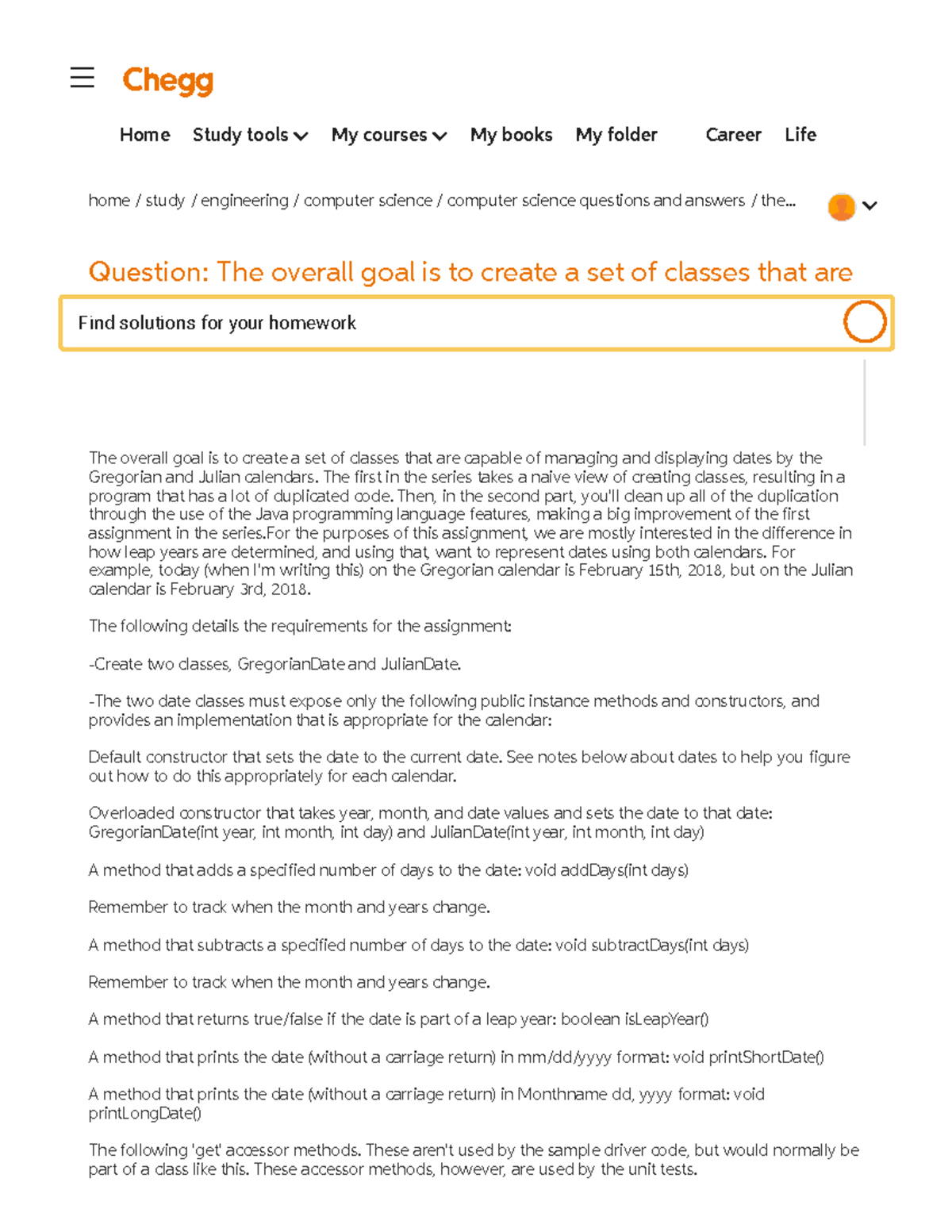 The Overall Goal Is To Create A Set Of Classes Tha... Chegg - home / study / engineering ...