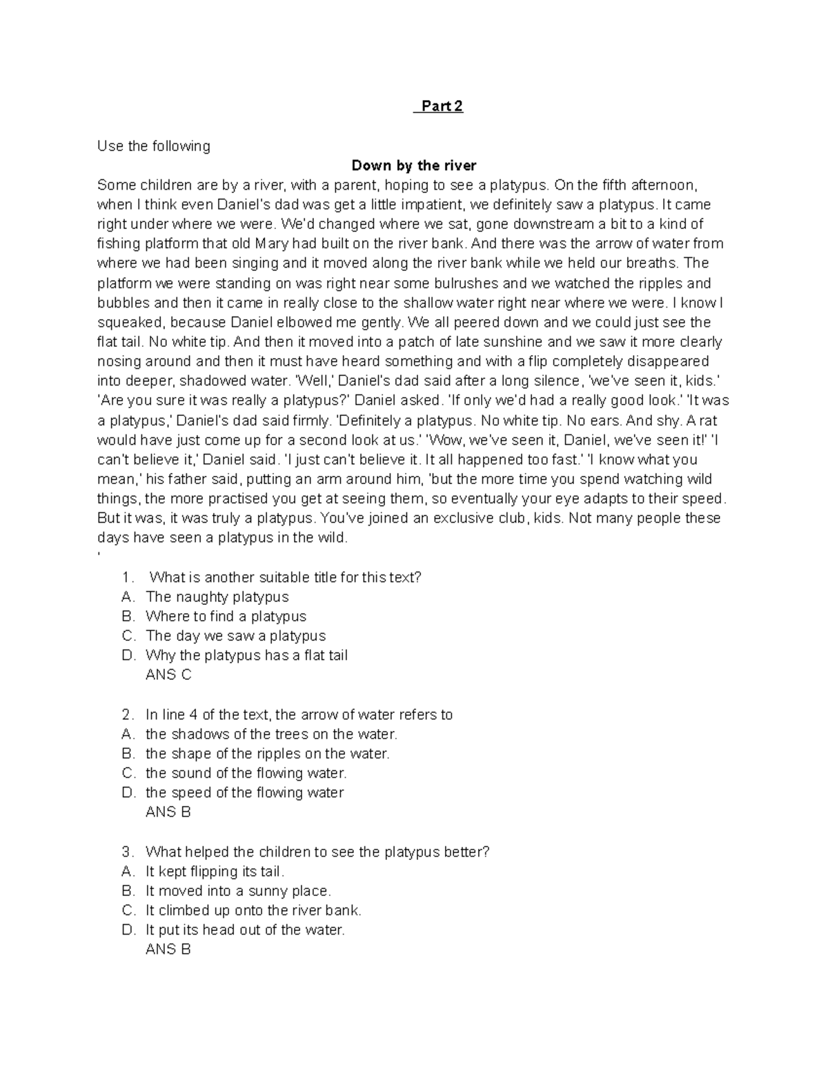 OC Test Paper 5 Part 2 With Answers - Reviewed - Part 2 Use the ...