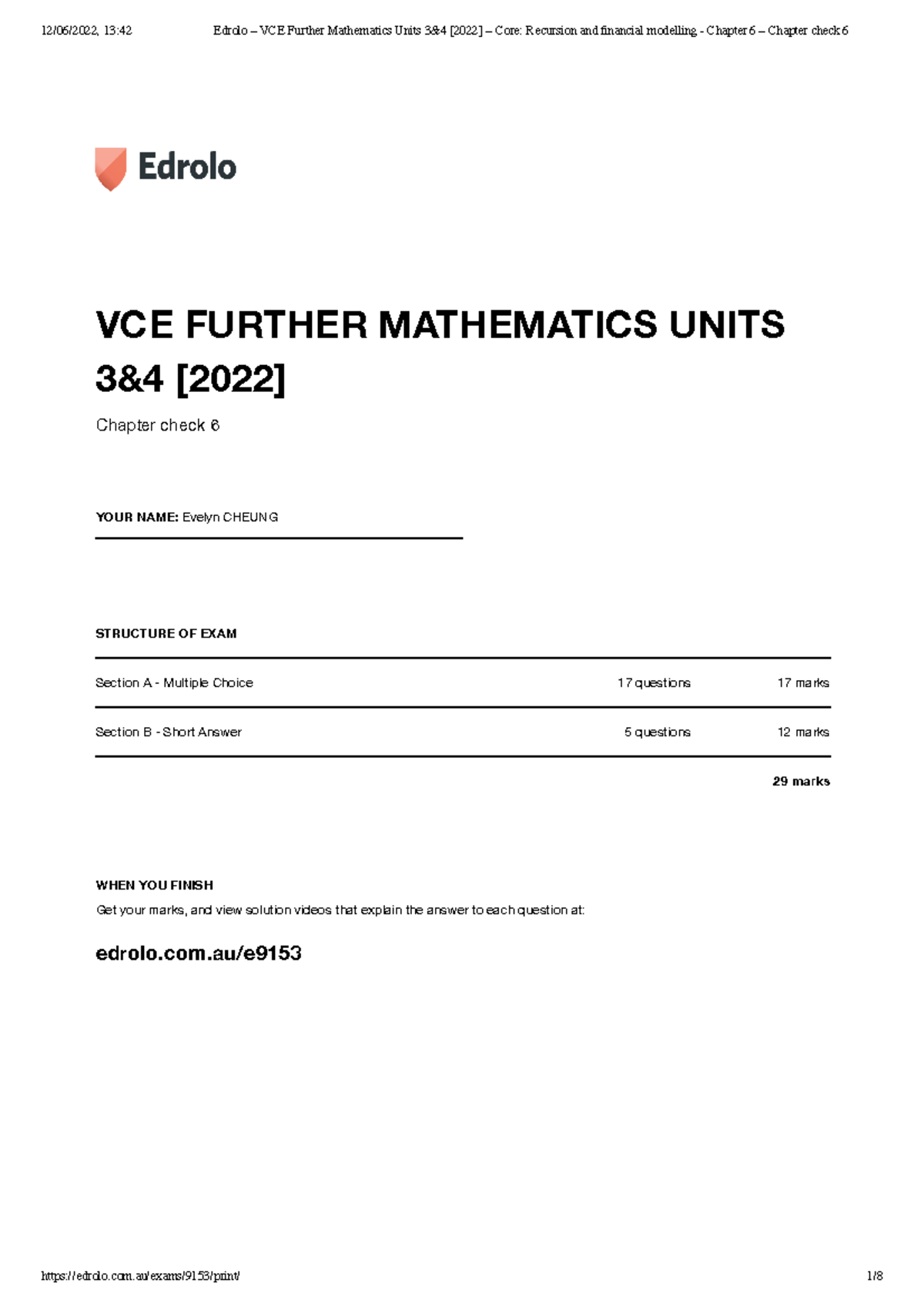 Edrolo financial solver - VCE FURTHER MATHEMATICS UNITS 3&4 [2022 ...