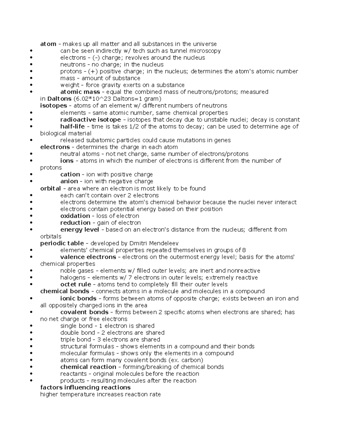 Chapter 2 Notes - Day 2 Lecture - atom - makes up all matter and all ...