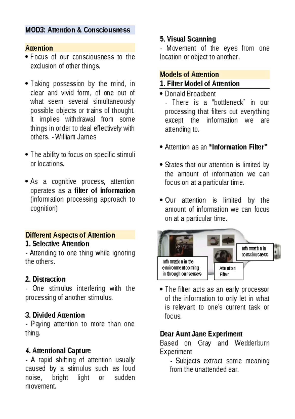 MOD3-Cog Psy - Cognitive Psychology Notes - MOD3: Attention ...