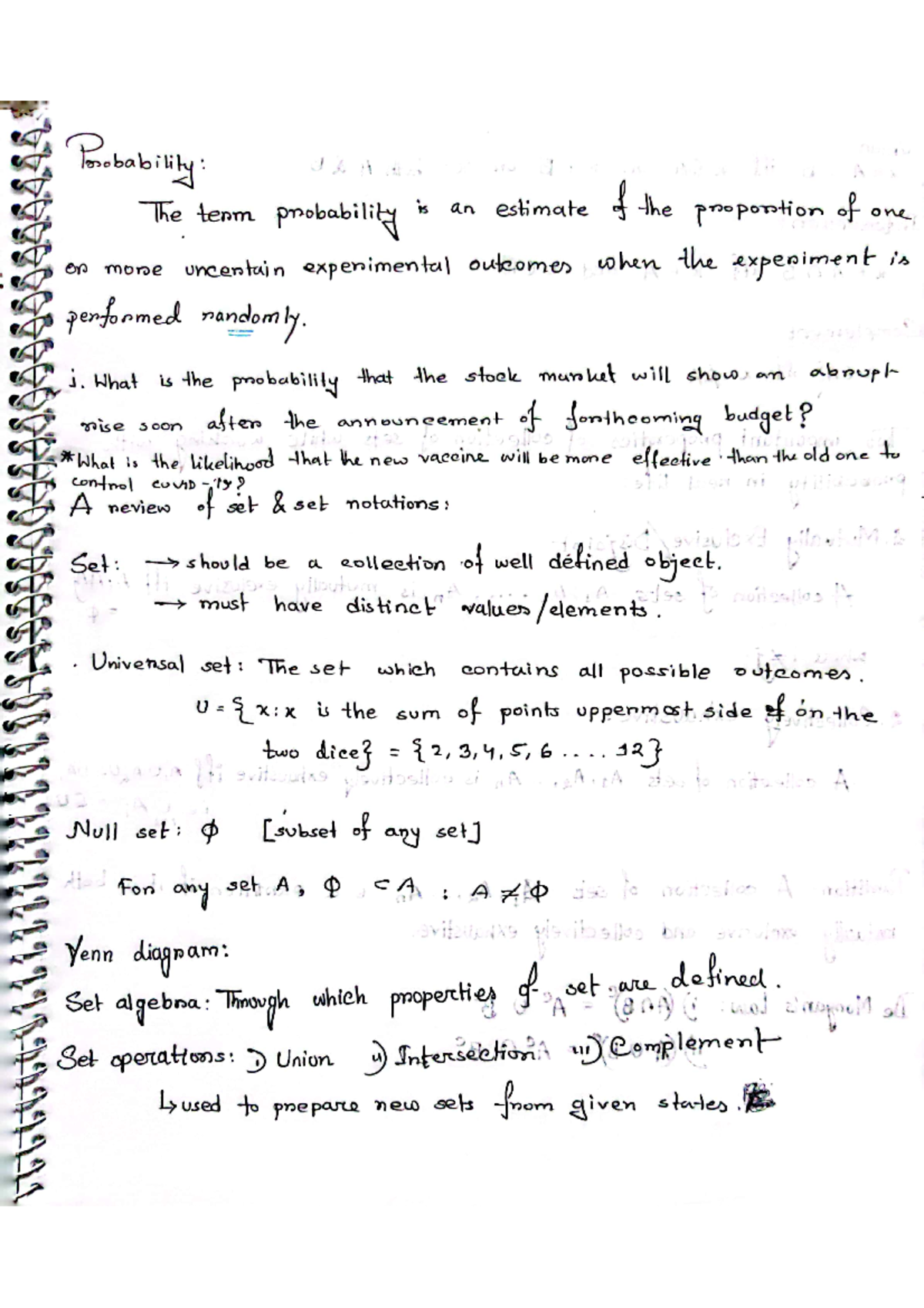 Math note class - Probability and Statistics 2 - Studocu