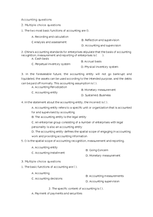 Fundamentals of Accounting‘ - The concept of accounting (multiple ...