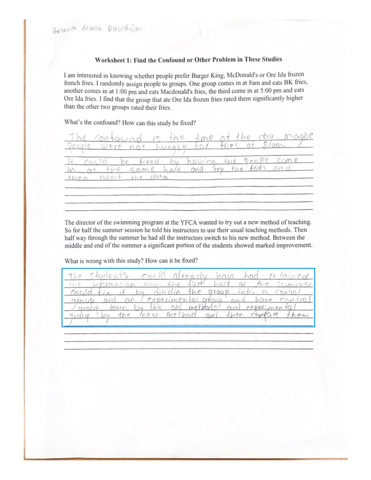 annotated - Worksheet 1 - Helena Maria Dahistron Worksheet 1: Find the ...