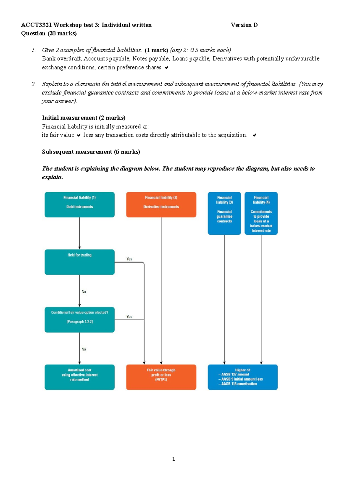 Solution ACCT3321 Workshop test 3 version d - ACCT3321 Workshop test 3 ...