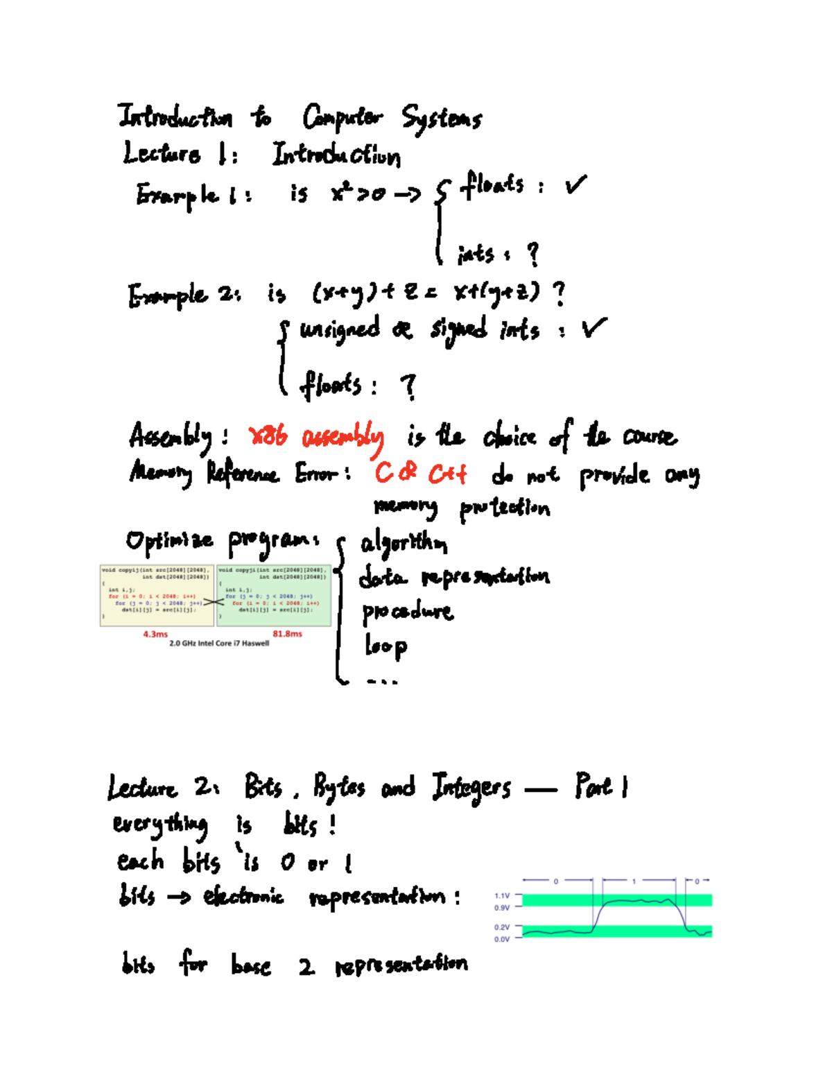 Notebook - Lecture notes 3 - Introduction to Computer Systems Lecture 1 ...