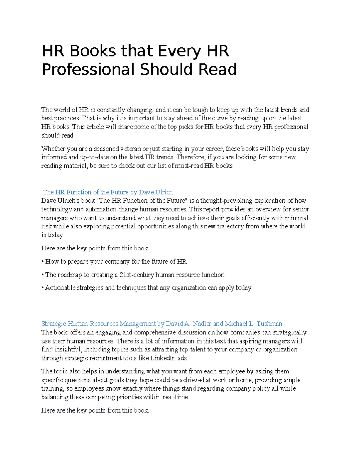 HR Books that Every HR Professional Should Read - HR Books that Every ...