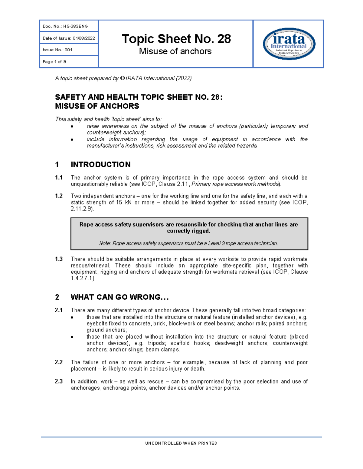 Topic Sheet No 028 - Misuse of anchors HS-383ENG - Topic Sheet No. 28 ...