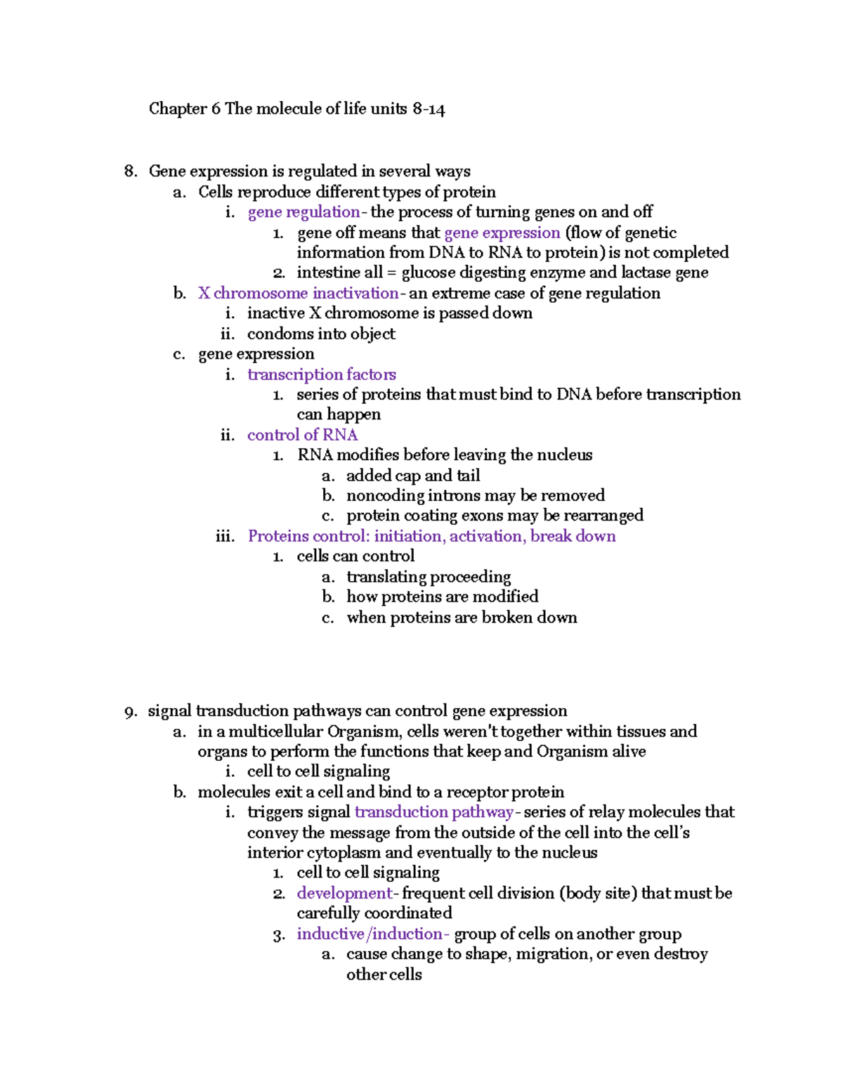 Chapter 6 Molecule of life 8-14 - Chapter 6 The molecule of life units ...