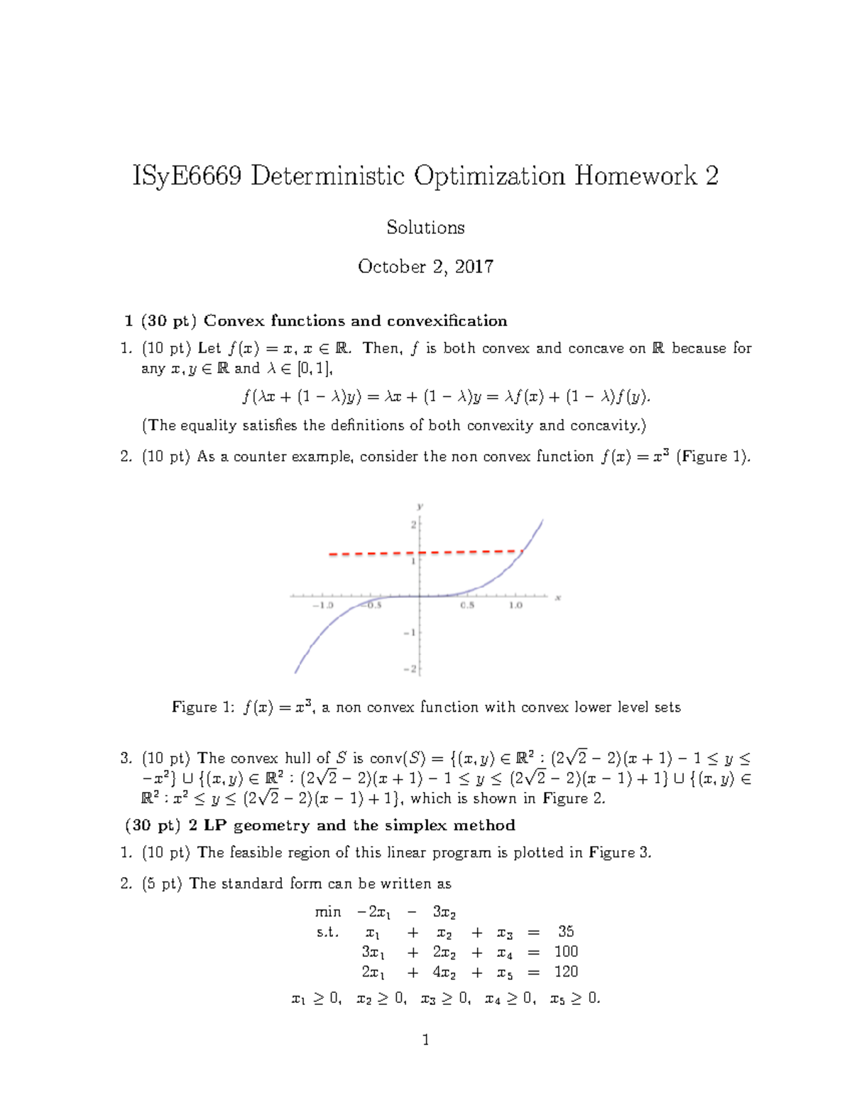 6669Homework 2 - Homework 2 - ISyE6669 Deterministic Optimization Homework 2 Solutions October 2 ...