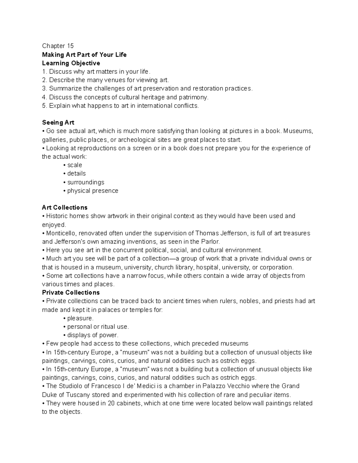 Chapter 15 - Chapter 15 Making Art Part of Your Life Learning Objective ...